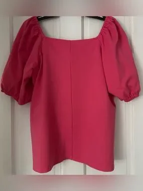 Anne Klein | Tops | Anne Klein Hot Pink Sweetheart Neck Puffy Short ...